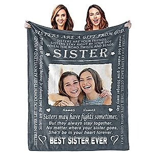 Lcyawer Custom Blanket with Photos and Words,Sister Birthday Gifts from Sister,Unique Bestie Gifts,Personalized Throw Blankets with Picture,to My Best Sister Friendship Presents,Great Sister Blanket
