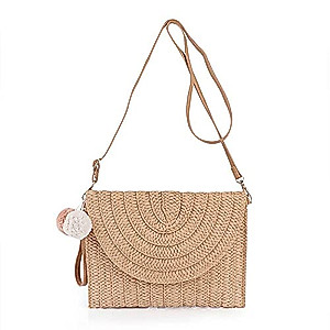 Crossbody Bags for Women Summer Beach Bag Handbag Pompon Envelope Purse Wallet Shoulder Casual Fashion Messenger Bag