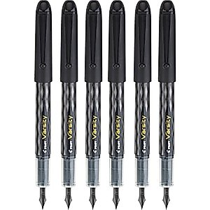 Pilot Varsity Disposable Fountain Pens, Black Ink (90010), Pack of 6