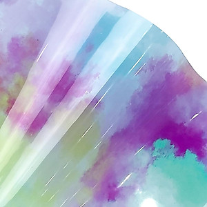 ONEART | Purple Tie Dye Fashion Clear TPU Vinyl, 0.4 mm Transparent Waterproof Jelly Roll for Creating Bows, Jewelry, Embroidery, Appliques