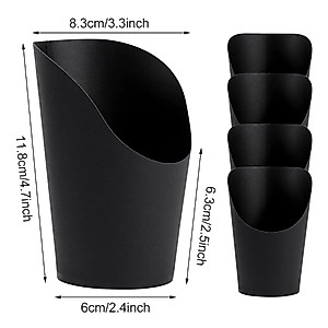 QWLWBU 100Pcs French Fries Holder 14oz Disposable Paper French Fry Cups Take Out Party Baking Waffle Paper Popcorn Boxes Charcuterie Cups for All Occasions(Black,Size:14oz)
