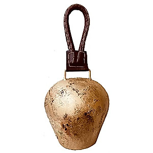 Giant Rustic Cow Bell Huge Harmony Vintage Swiss Style Bell Lucky Christmas Hanging Bell Handmade Brass Coated