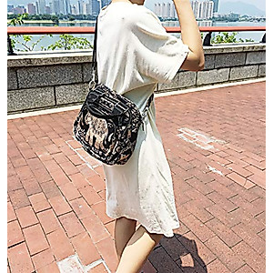 WONSHREE Crossbody Bag for Women, Nylon Shoulder Bags Multi-Pocket Purse and Handbag Small Boho Elephant Daypack Backpack Lightweight Travel Messenger Bag