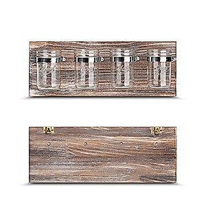 HOMKO Mason Jar Organizer - Farmhouse Bathroom Decor Storage - Office Kitchen Decorative Hanging Wall Organizer (Rustic Brown)
