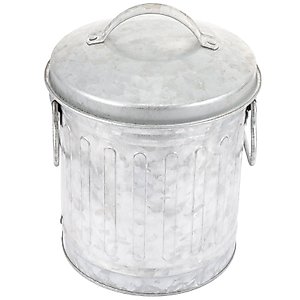 DIYEAH Mini Galvanized Trash Can with Lid, Mini Desktop Wastebasket Small Metal Buckets Metal Rubbish Bin Garbage Can Flower Pot Pen Holder for Kitchen Countertop A