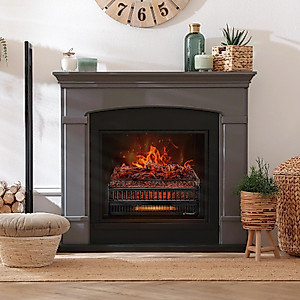 23 inch Electric Fireplace Heater Portable for Indoor, Living Room, Large Room, Logs with Lights, 3D Flame Effects, Adjustable Brightness, Timer, Remote Control,1400W