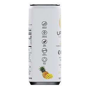 UPTIME Energy Drink, Mango Pineapple, 12 Pack, Vitamin C, L Theanine, Calcium, Sugar Free Energy Drinks for Focus Support, 142mg of Natural Caffeine, 5 Calories, Clean, Natural, Non GMO, 12 fl oz Cans