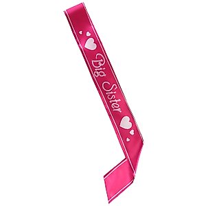 Beistle Big Sister Satin Sash, 27-Inch by 3-1/2-Inch, Cerise/White
