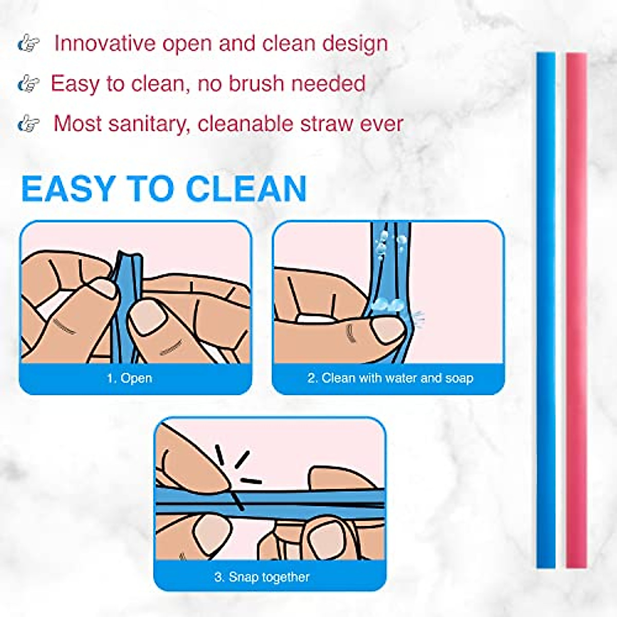 Semperfi Reusable Straws Set of 6 Silicone Straws No Cleaning Brush Needed Soft Straight with 6 Colourful Keychain Silicone Cases Portable Bendable Openable Straws Biodegradable Packaging