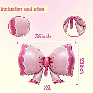 DIADARL 2 Pieces Bow Balloon Pink Bowtie Foil Balloon for Wedding Party Decoration Gift Party Supplies Bridal Shower