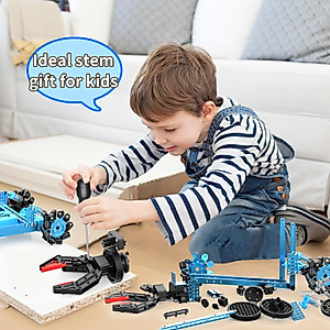 YAZHIYI Robot Arm Building Toys, Remote Control Robotic Arm with 360° Flexible Gripper and Wheels, STEM Educational Birthday Gifts Ideas for Kids Adults, 103Pcs Robot Arm Kit (with Gift)