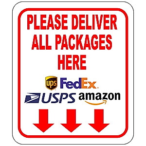 Please Deliver All Packages Here Arrows Delivery Sign for Delivery Driver - Delivery Instructions for My Packages from Amazon, FedEx, USPS, UPS, Indoor Outdoor Signs for Home, Office, Work, 8.5"x10"