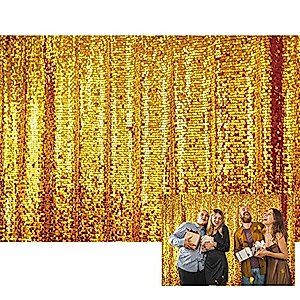 Renaiss 7x5ft Golden Sequins Photo Backdrop Golden Particles Background Photography Happy Birthday Wedding Bridal Shower Decor Wallpaper Kids Adults Portrait Banner Photo Shoot Props