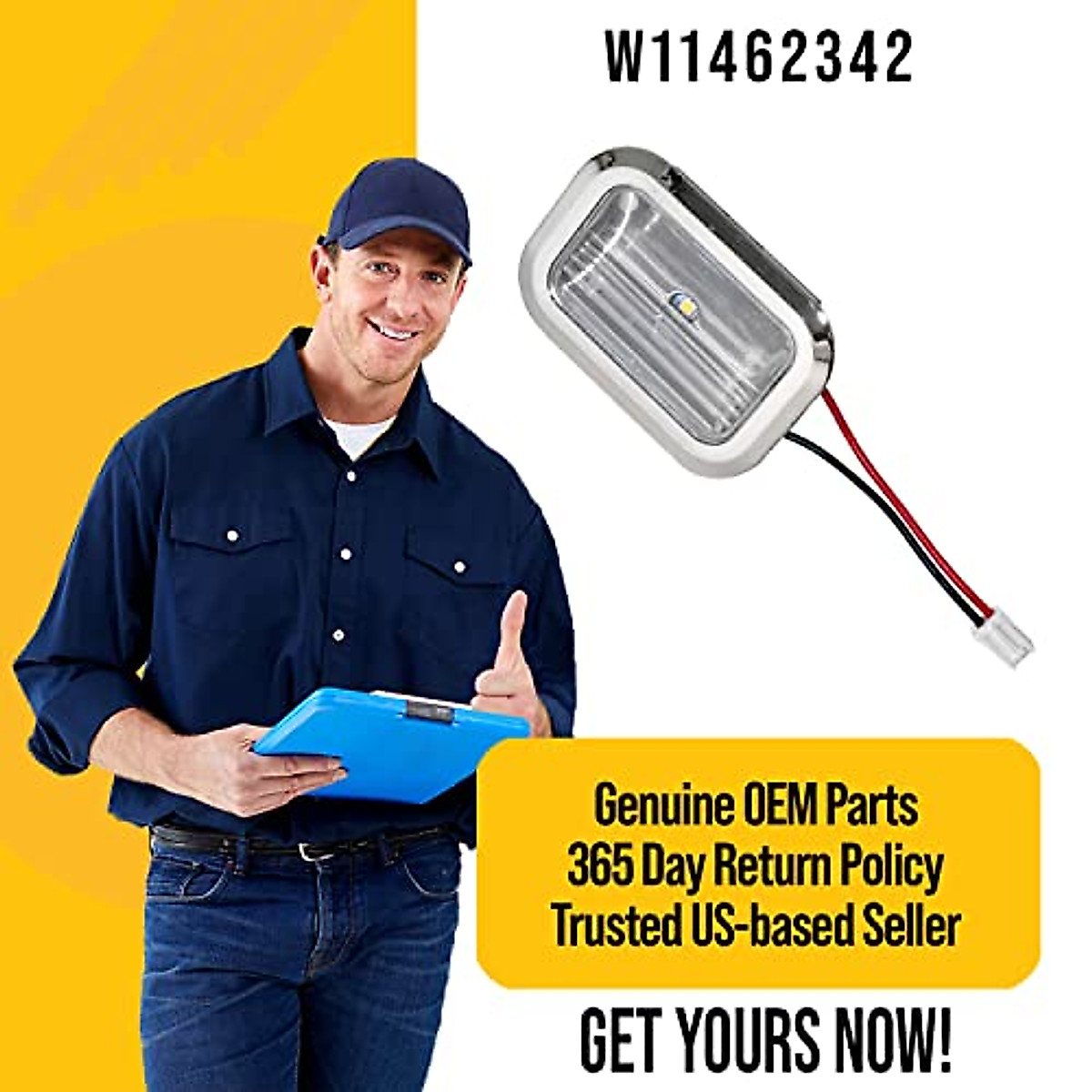 Upgraded W11683242 W11462342 LED Light Module - Compatible Whirlpool KitchenAid Refrigerator - Replaces AP6989197 W10908166 - Features a Chrome Bezel and White Terminal Block - Easy Home Improvement