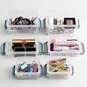 6 Pack Mini Storage Boxes Plastic Storage Box Organiser Box with Lid Small Storage Bin Box