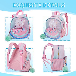 VICKNIY Girl Preschool Backpack for Age 2-5, Toddler Kids Pink Backpacks, Alpaca Sheep Backpack Small Kids Backpacks, Cute Kindergarten Backpack for Girl