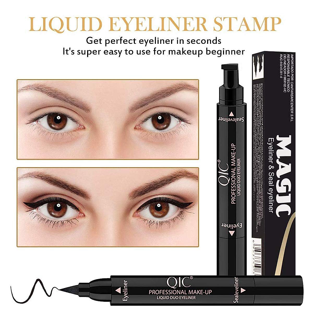 Winged Eyeliner Stamp-2Pens,Long Lasting Liquid Eyeliner Pen Waterproof Vamp Style Wingliner For Cat Eye