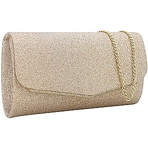 nodeber Glitter Sequin Envelope Clutch Purse Women Evening Bags Foldover Sparkling Party Handbags Champaign