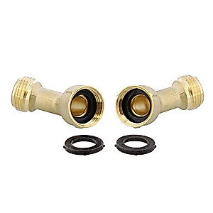 Dumble 45 Degree Garden Hose Elbow Fitting 2pk with 4 Washers - Outdoor Faucet Extender, Hose Connector Spigot Extender