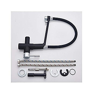 YJRIC Kitchen fau cet Kitchen Water Filter Faucet Kitchen faucets Dual Spout Filter Faucet Mixer 360 Degree Rotation Water Purification Feature Taps,Black