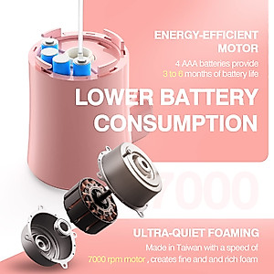 Foaming Soap Dispenser, Elbwenly 12oz/350ml Touchless Automatic Soap Dispenser, Battery Operated Hands-Free Soap Dispenser for Kitchen, Bathroom-Pink