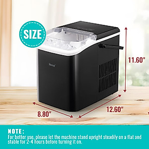 WANAI Ice Makers Countertop, Self-Cleaning Function, 26Lbs/ 8Mins/ 24Hrs 2 Size Ice, Portable Ice Cube Maker Machine with Ice Scoop & Basket