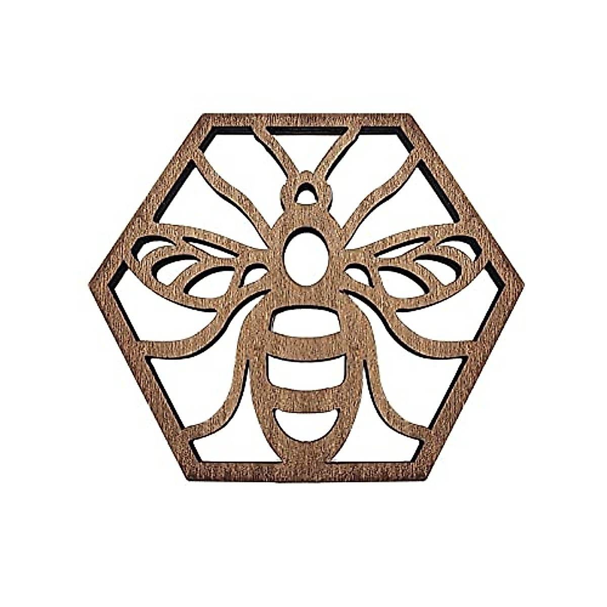 10Pcs Wooden Coaster Hollow Hex Wooden Cup Cushion Honeycomb Design Cup Pad Wall Art Decoratiob for Bee Lovers Collection Housewarming Gift Coffee DIY Bar Home Decor(10Pcs, Bees)