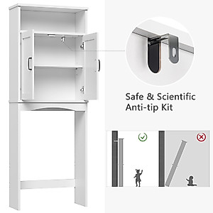 MXARLTR Over The Toilet Storage, Over The Toilet Storage Cabinet with Adjustable Shelf and Double Doors, Over The Toilet Cabinet for Bathroom Storage Over Toilet Bathroom Organizer (White)