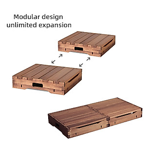 unununu Wooden Platform 3.7" Height.One Step Stool Larger 31.5" for Adults&Senior. Carbonization Porch Step,Stair Assist Indoor&Outdoor,Bedside Foot Stepper,Mobility Stepping.for Handicap,Elderly,Kids