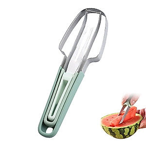 Watermelon Cutter Slicer，2024 New 3-in-1 Multi Functional Household Fruit Splitter Watermelon Fork Slicer Cutter, Melon Cutter Knife Portability Fruit Fork for Camping Kitchen Gadgets (light green)