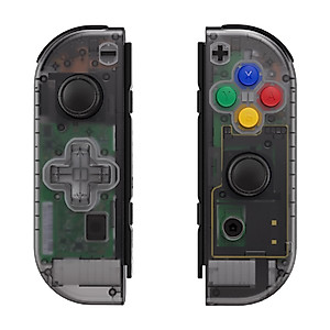 eXtremeRate Back Plate for Nintendo Switch Console, NS Joycon Housing Shell (D-Pad Version) with Colorful Buttons, DIY Replacement Shell for Nintendo Switch - Clear Black