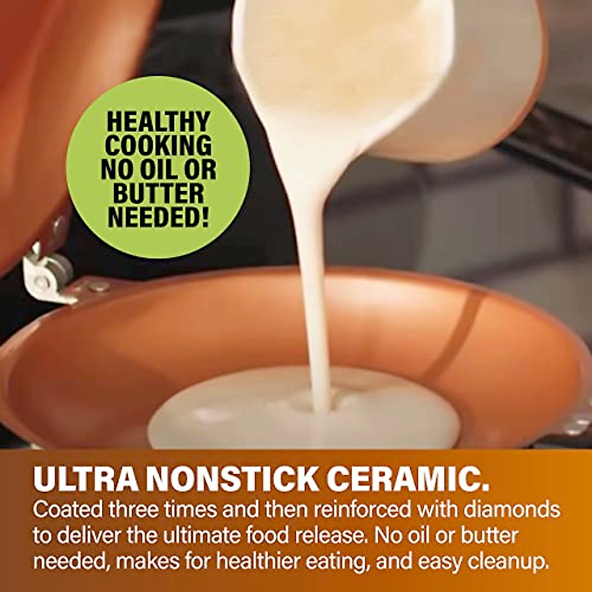 Gotham Steel Double Pan, The Perfect Pancake Maker – Nonstick Copper Easy to Flip Pan, Double Sided Frying Pan for Fluffy Pancakes, Omelets, Frittatas & More! Pancake Pan Dishwasher Safe Large