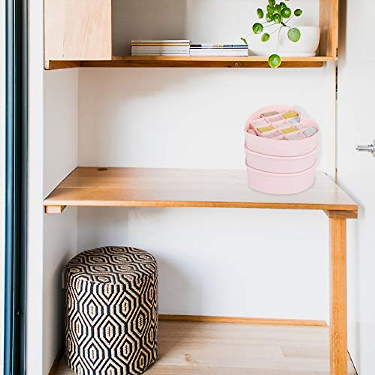 AlTurn 3Pcs Underwear Organizer Box with Lids Heart Shaped Closet Dresser Drawer Dividers Containers Stackable for Lingerie Socks Bras Scarves (Color : Pink)