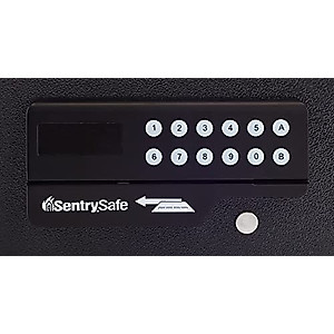 SentrySafe Black Steel Safe with Card Swipe Reader and Digital Keypad Lock, Small Safe with Interior Lighting and Bolt Down Kit, 0.41 Cubic Feet, H060ES