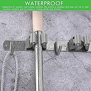 YouOKLight mop broom holder,broom hanger wall mount, 304 Non-Slip Stainless Steel Rack for Tools Hanger,Metal Broom Closet Organizer for Home,Garage, even Outdoor (3 Racks with 4 Hooks)