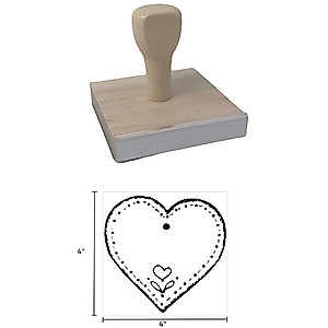 Hampton Studios Heart Rubber Stamp, 4 X 4 Wood Stamp