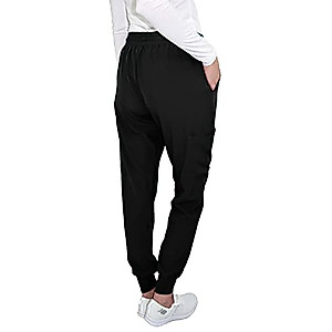 Green Town Women's Medical Nursing Jogger Scrub Pant GT Performance-Black-X-Large
