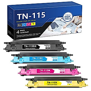 TN-115 Toner Cartridges High Yield Color 4 Pack (1BK+1C+1M+1Y) TANFER Compatible Replacement for Brother HL-4070CDW HL-4040CN HL-4050CDN DCP-9040CN Printers