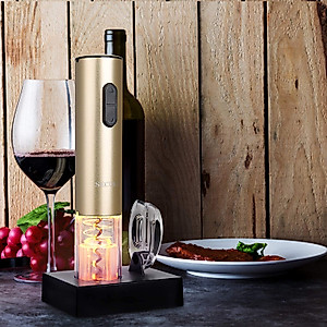 Secura Electric Wine Opener, Automatic Electric Wine Bottle Corkscrew Opener with Foil Cutter, Rechargeable (Champagne Gold)