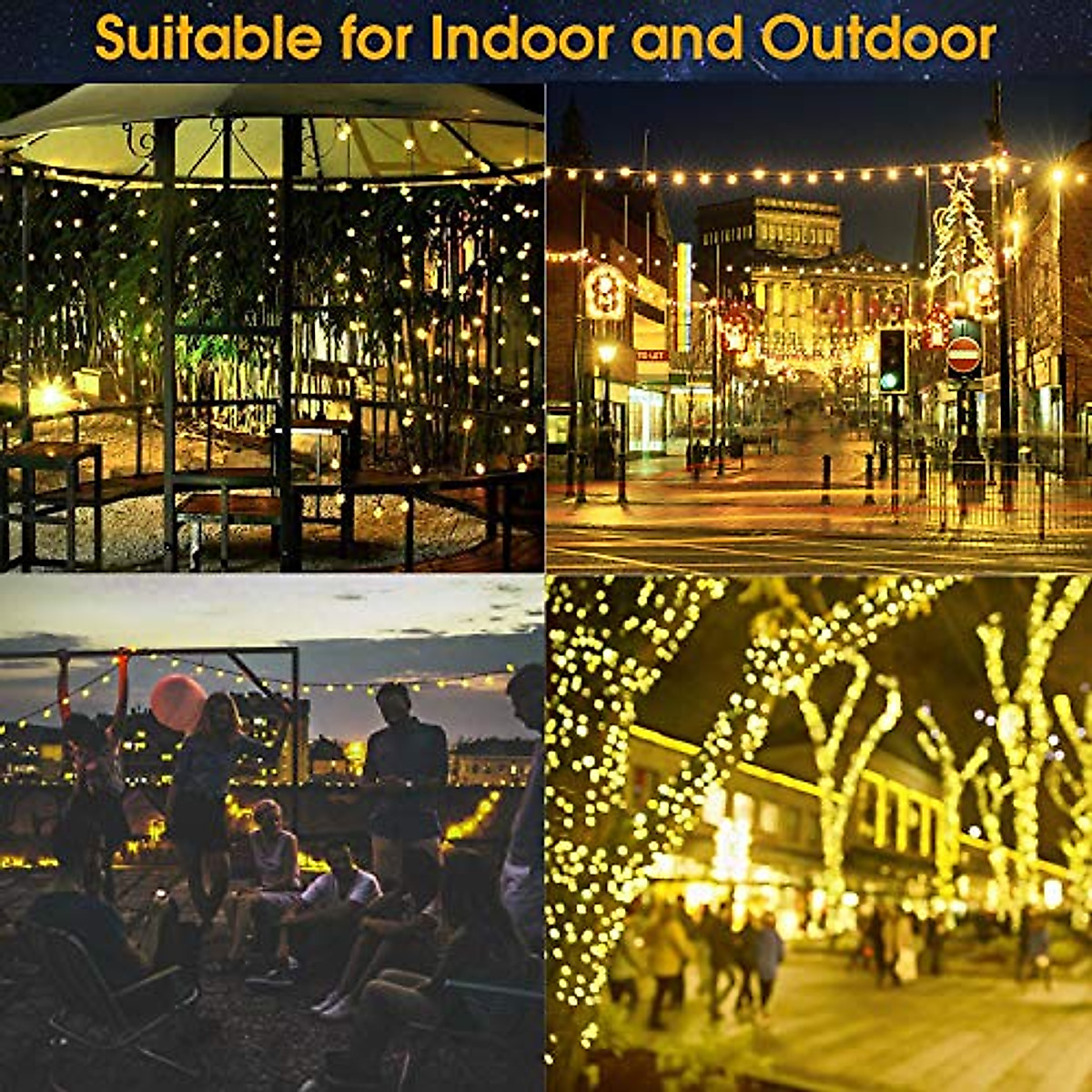 Kosuroum Christmas Crystal Lights 40 LED 25ft 8 Modes Super Bright Crystal Globe Solar String Lights,Waterproof Solar Ball Lights for Christmas Tree Decor Home Garden Patio Gazebo Yard Wedding Party