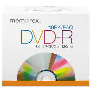 Memorex 4.7Gb/16x DVD-R 10-Pack Slim Case