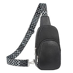 CLUCI Sling Bag for Women, Crossbody Bags for Women, Cross Body Bag for Woman, Small Leather Crossbody Bags for Women Travel Sling Backpack Black