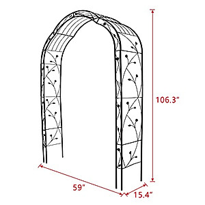 Peach Tree 2 Sides Outdoor Metal Garden Arbor 8'10"H x 4'11"W Black Trellis Various Archway Flowers Climbing Plant Lawn Backyard