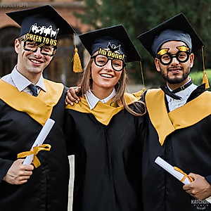 KatchOn, Black and Gold Graduation Glasses 2024 - Pack of 20 | Graduation Photo Booth Props for Gold Graduation Decorations Class of 2024 | Graduation Party Favors, Graduation Glasses Class of 2024