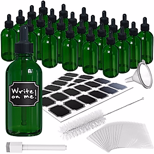 Nevlers 24PK Green 4 Oz Glass Bottles with Dropper | Leakproof Empty Dropper Bottles for Oil Useable as Empty Eye Dropper Bottle, Oil Bottles for Hair, Medicine Dropper Bottle, & Tincture Bottles