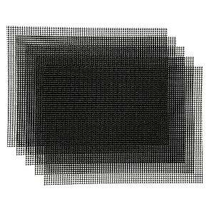 OSVINO Black Grill Mesh Mat 5 Pack Non-stick BBQ Grilling Sheet Liners 16"x12" Reusable Outdoor Barbecue Accessories Works on Gas Charcoal Electric Grill