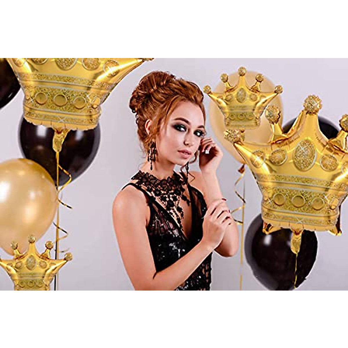 4PCS Crown Balloons Foil Crown Balloon for Birthday Wedding Party Baby Shower Decorations 2 Giant and 2 Medium Size