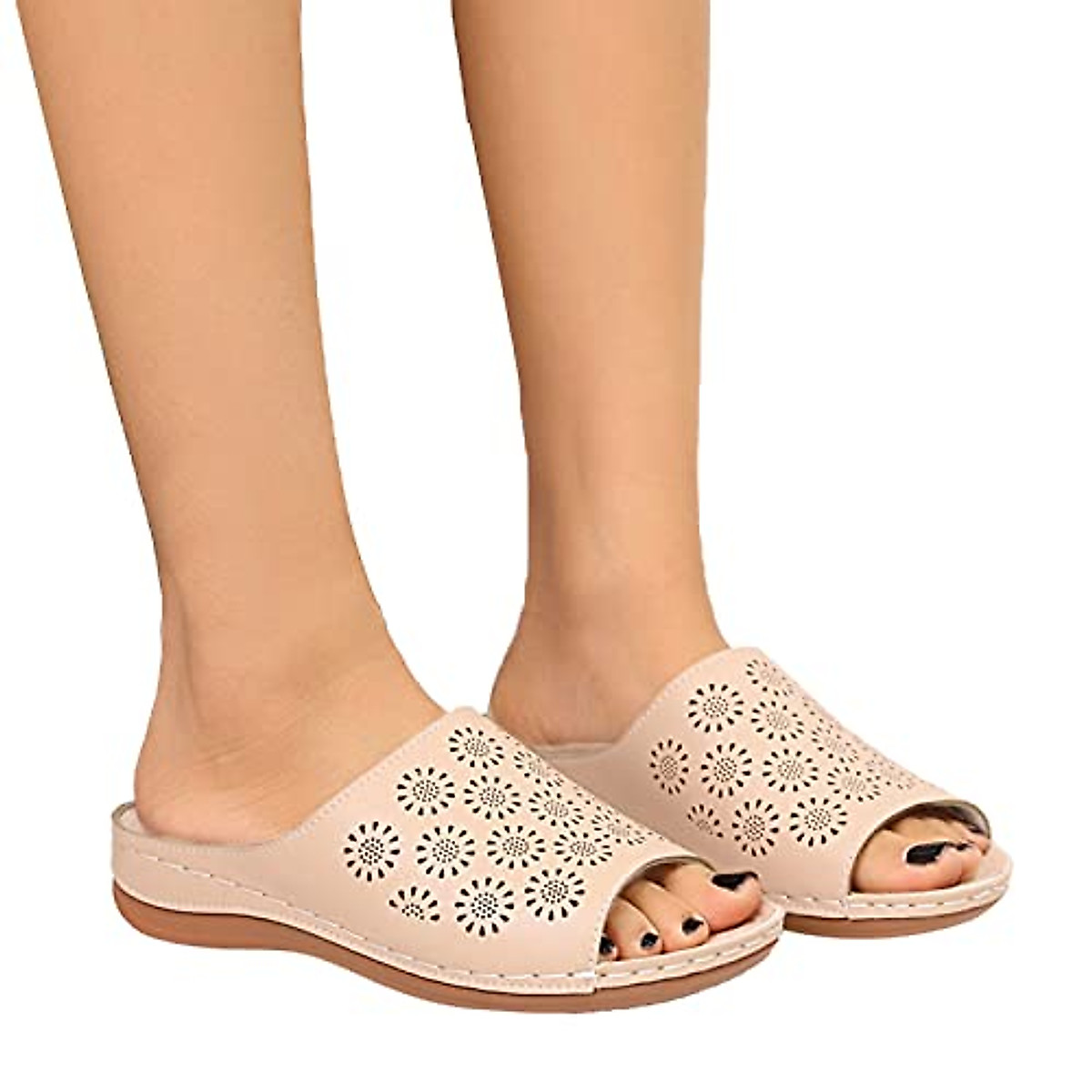 Style Sandals And Summer Fashion Hollow Flat Ladies Spring Roman Womens Slippers with Backs And Support
