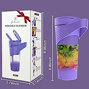 COKUNST Portable Blender, Blender for Shakes and Smoothies, 16oz Portable Blender USB Rechargeable with Staw, Mini Mixer Bottle Blender Cup for Travel, Gym, Office