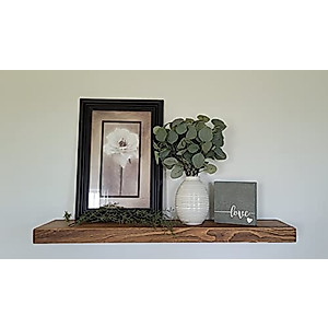 Joel's Antiques Floating Wall Shelf, Solid Pine, Shelving for Bathroom, Kitchen, Living Room, Patented Easy Install, Medium Brown, 30" x 8" x 2"